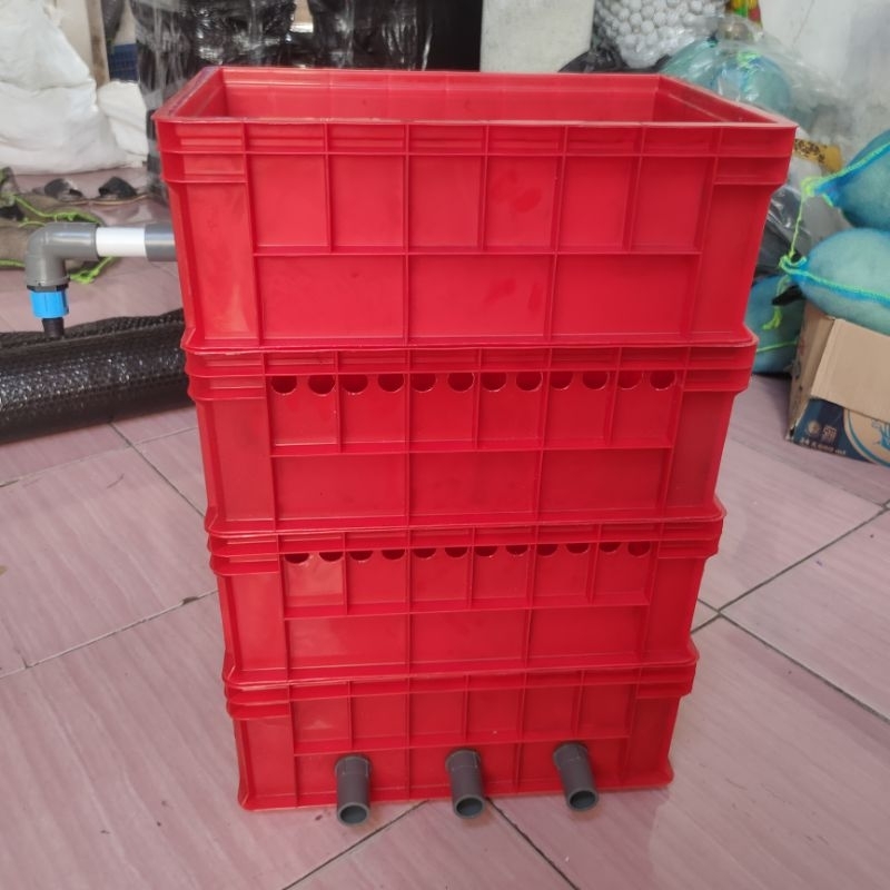Jual trickle filter kolam ikan mini merah 4 susun tanpa media filter ...