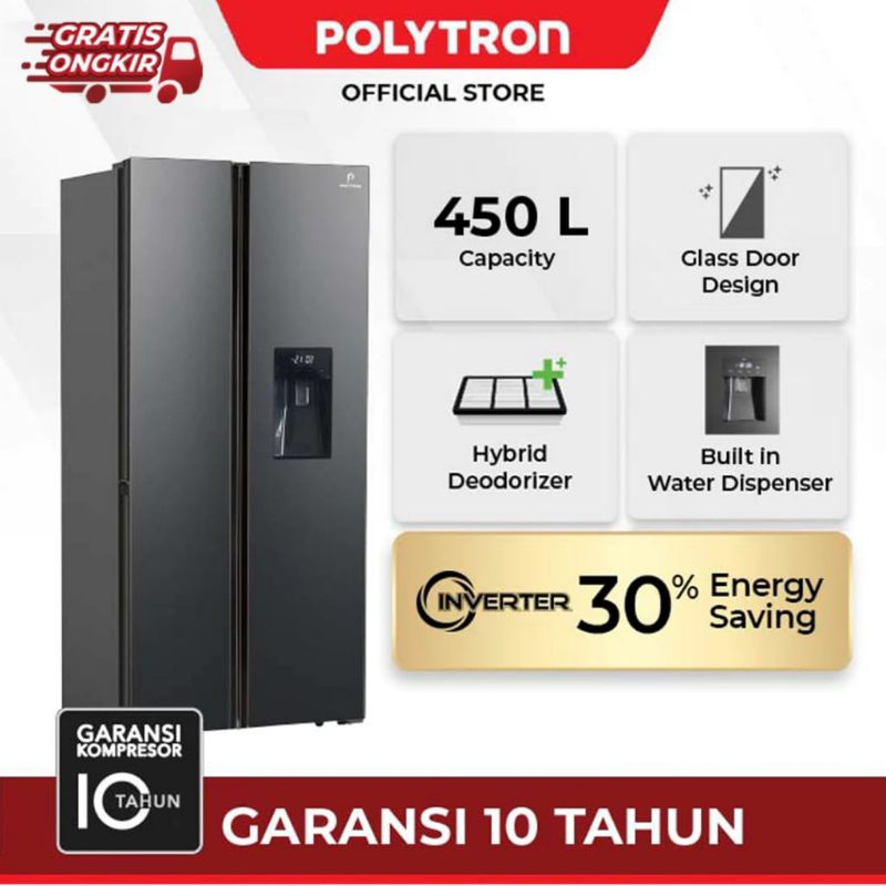 Jual Kulkas 2 Pintu Side By Side POLYTRON New Belleza INVERTER 450 ...