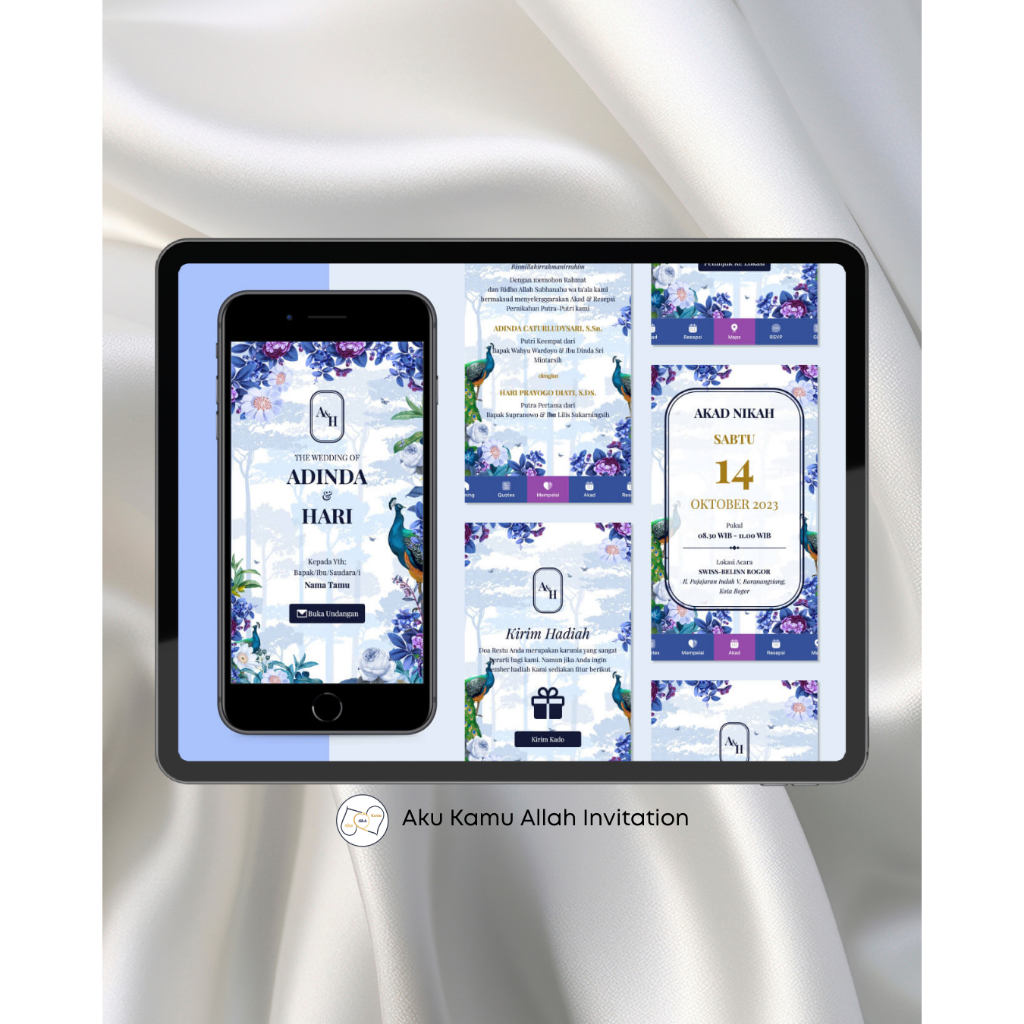 Jual Undangan Digital Website Kekinian | Elegant Merak In Blue | Shopee ...