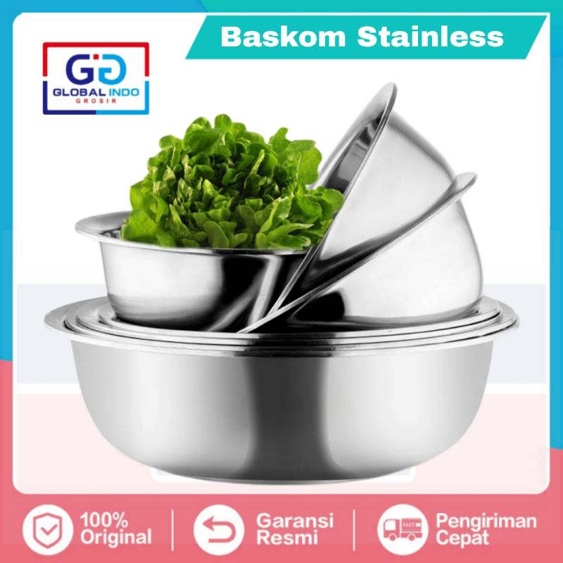 Jual BASKOM STAINLESS TEBAL 30-40CM BASKOM TEBAL Wadah Adonan Multifungsi Hajatan Mixing Bowl ...