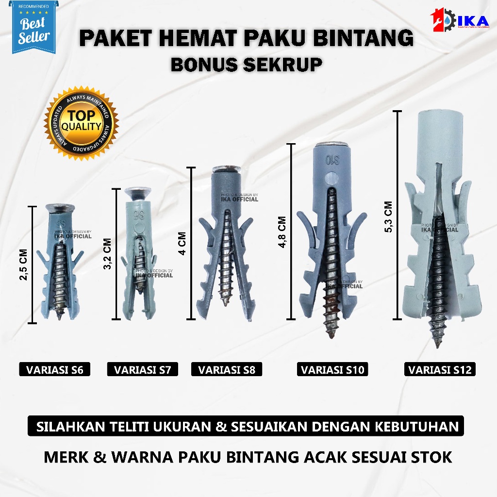 Jual DINABOLT S5 | S6 | S8 | S10 | S12 Dan SKRUP SET / SKRUP/PAKU/BAUT S8 + skrup warna abu-abu ...