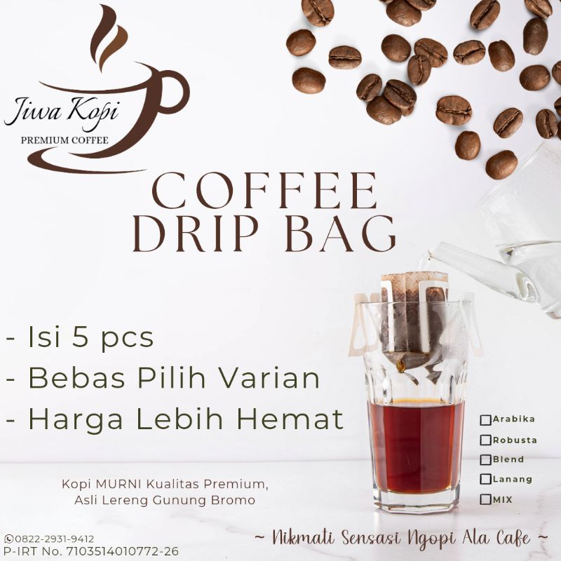 Jual Kopi Drip Bag | Dripbag Coffee | 1 Box Isi 5 pcs | Kopi Tanpa ...