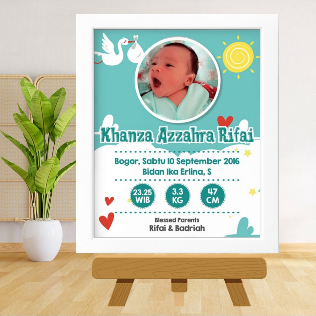 Jual Bingkai Biodata Baby Bio Murah 10r 20x25 cm Plus Bingkai Putih ...