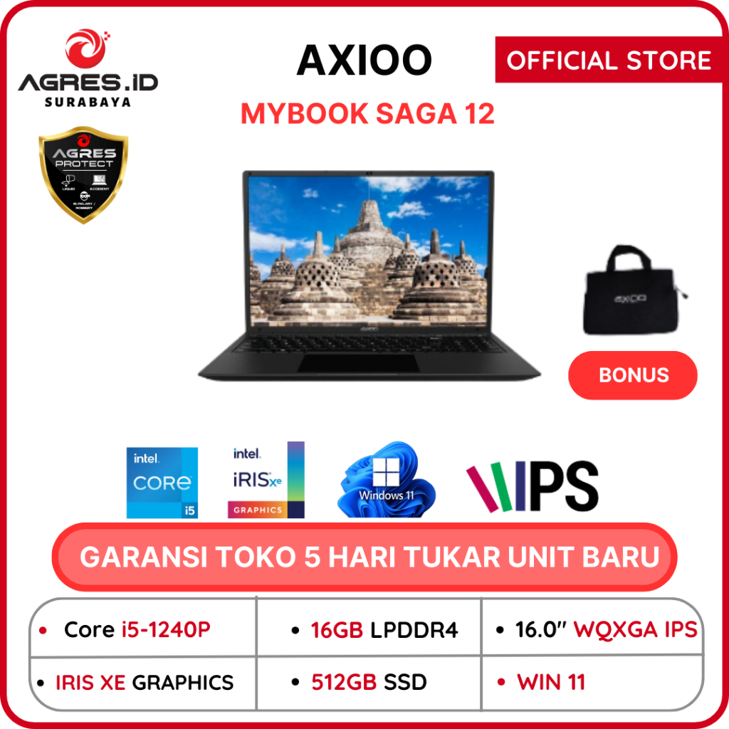 Jual AXIOO Mybook Saga 12 I5 1240P 16gb 512ssd 16.0 WQXGA 2.5K Win ...