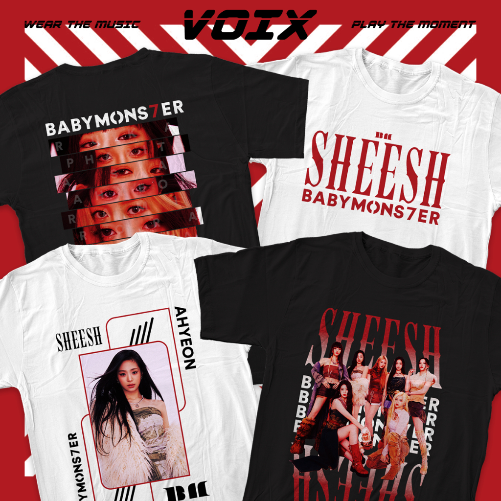 Jual Kaos Kpop BABYMONSTER "SHEESH; BABYMONS7ER" Tee - Ruka, Pharita ...