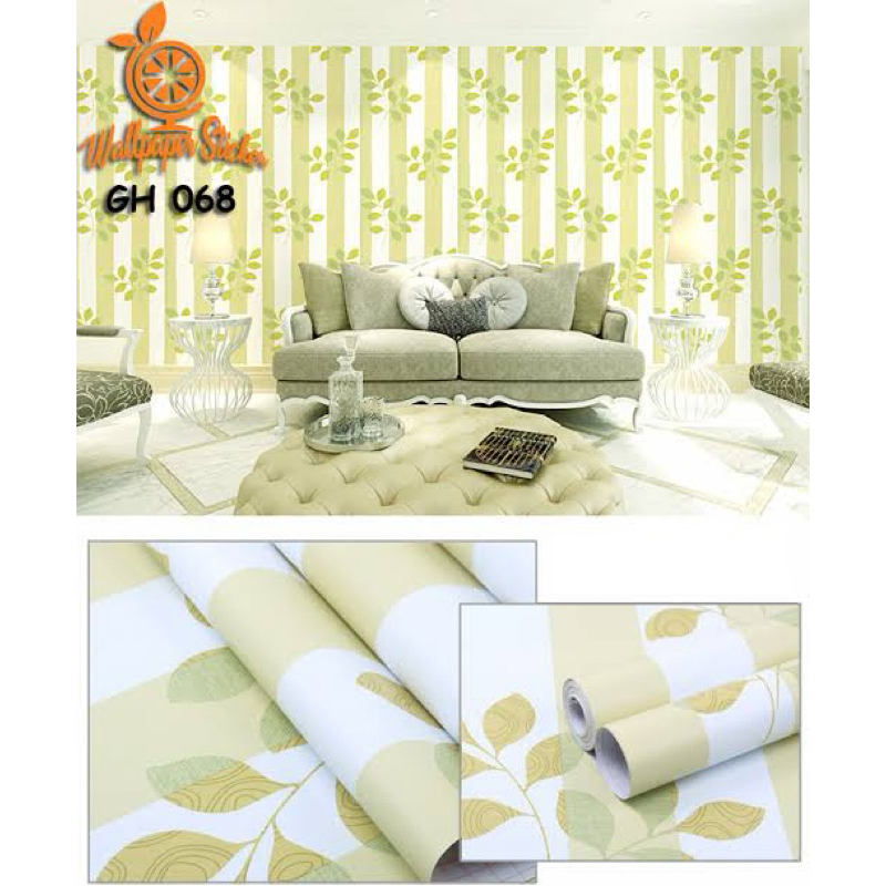 Jual Wallpaper Sticker dinding motif Garis Hijau Daun soft uk 45 cm x 8m kode Gh068 | Shopee ...
