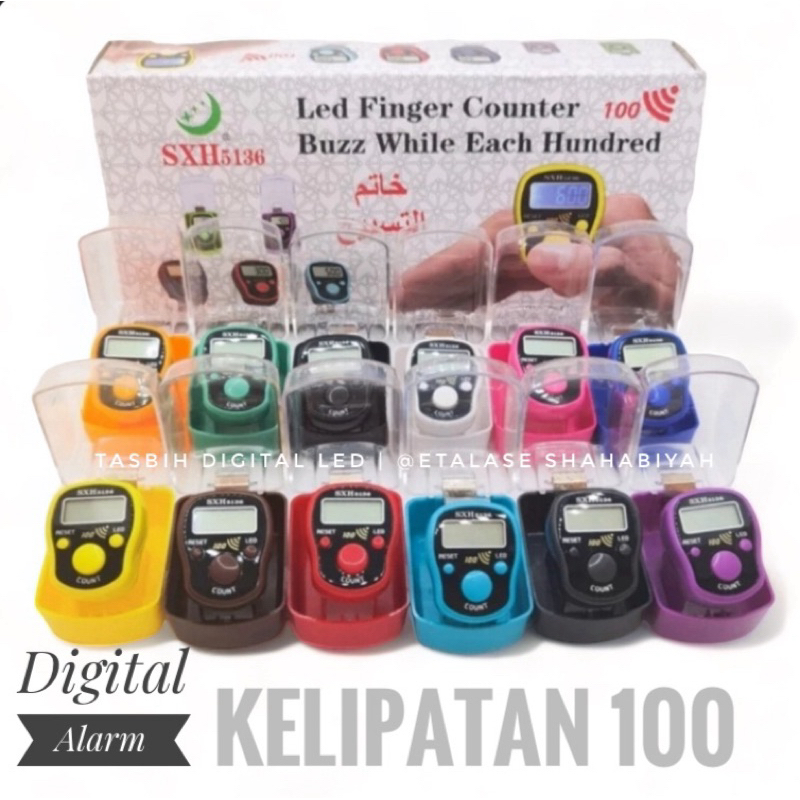 Jual Tasbih Digital LED ALARM Finger Counter alat hitung digital Box ...