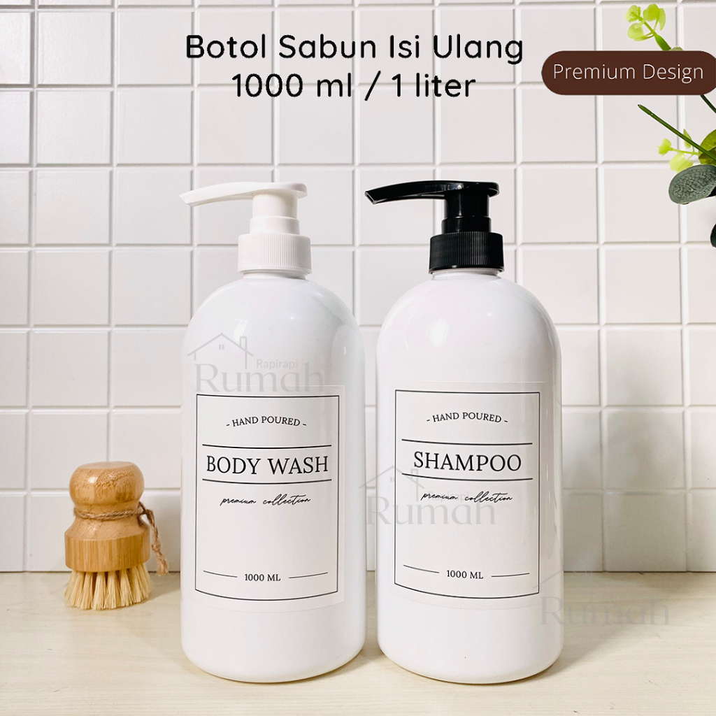 Jual PREMIUM Botol Tempat Sabun Cair Pump Dispenser 1liter 1000ml Body ...