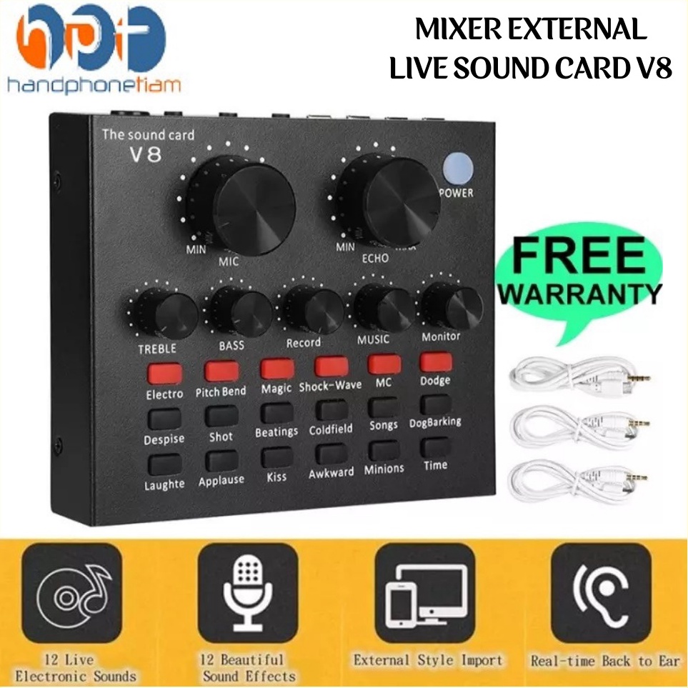 Jual Terkini Ycn Soundcard v8 Mixer External Soundcard V8 Audio ...