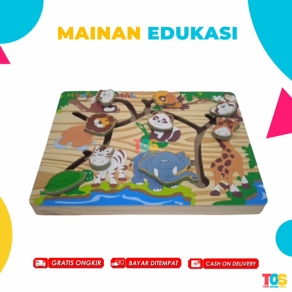 Jual Mainan edukasi anak maze animal papan alur hewan binatang kayu ...