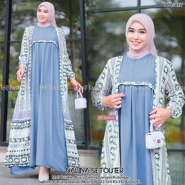 Jual Gamis Outer Dress Wanita Crop Top 2in1 Free Outer One Set Gamis ...