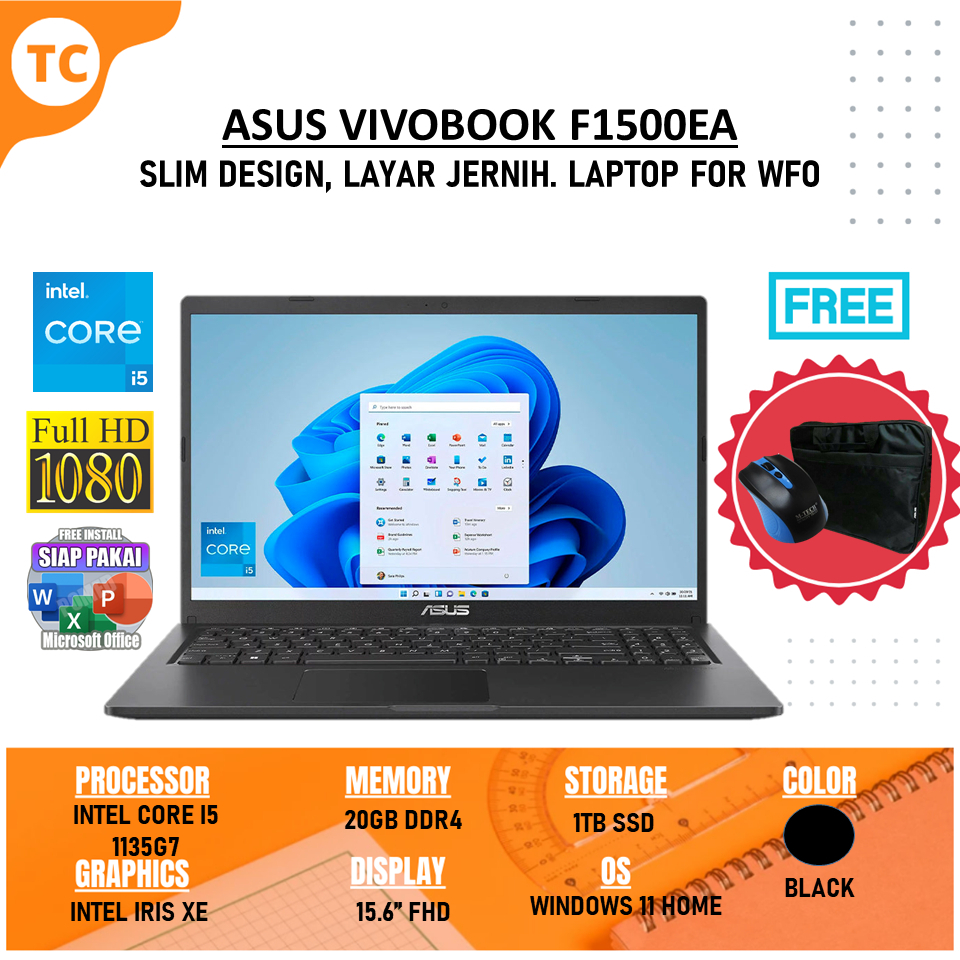 Jual Laptop Slim Design Asus VIVOBOOK 15 F1500EA Intel Core I5 1135G7 ...
