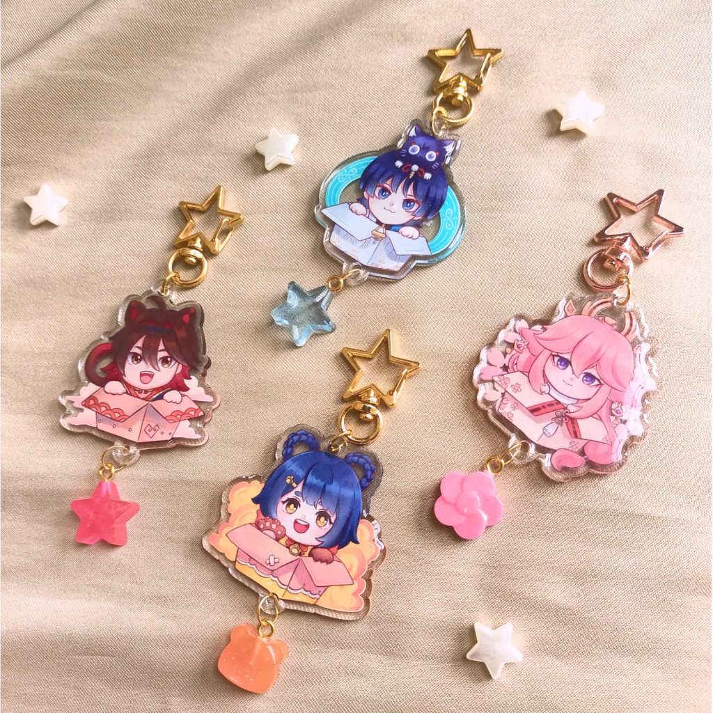 Jual Genshin impact & HSR epoxy coated keychain Collection stiker ...