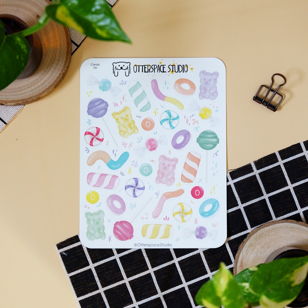 Jual Otterspace Studio | Colorful Candy Deco Sticker Sheet - Stiker ...