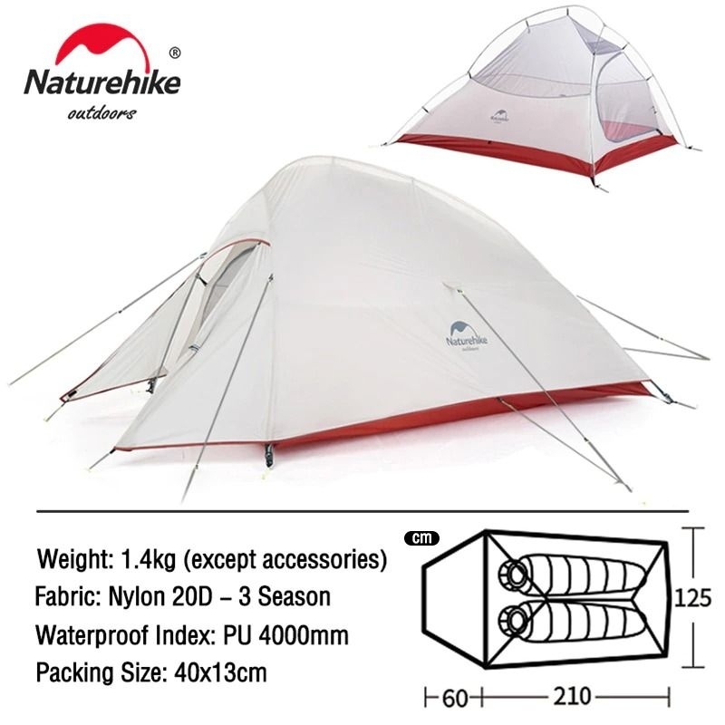 Jual Tenda Camping Outdoor 2P - TENDA CLOUD UP 2X 20D NATUREHIKE ...