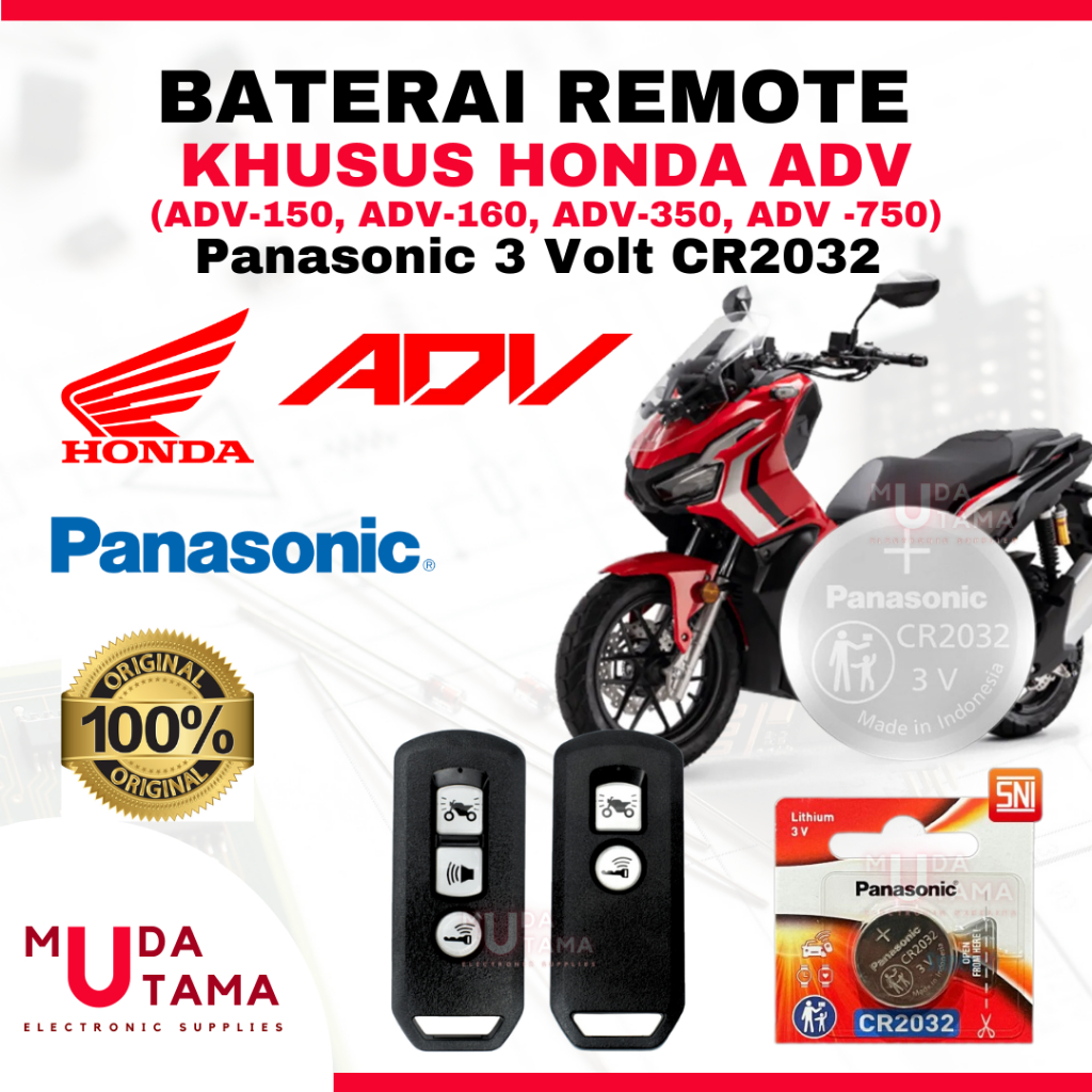 Jual BATERAI REMOTE HONDA ADV ORIGINAL PANASONIC CR2032 - BATERAI KUNCI ...