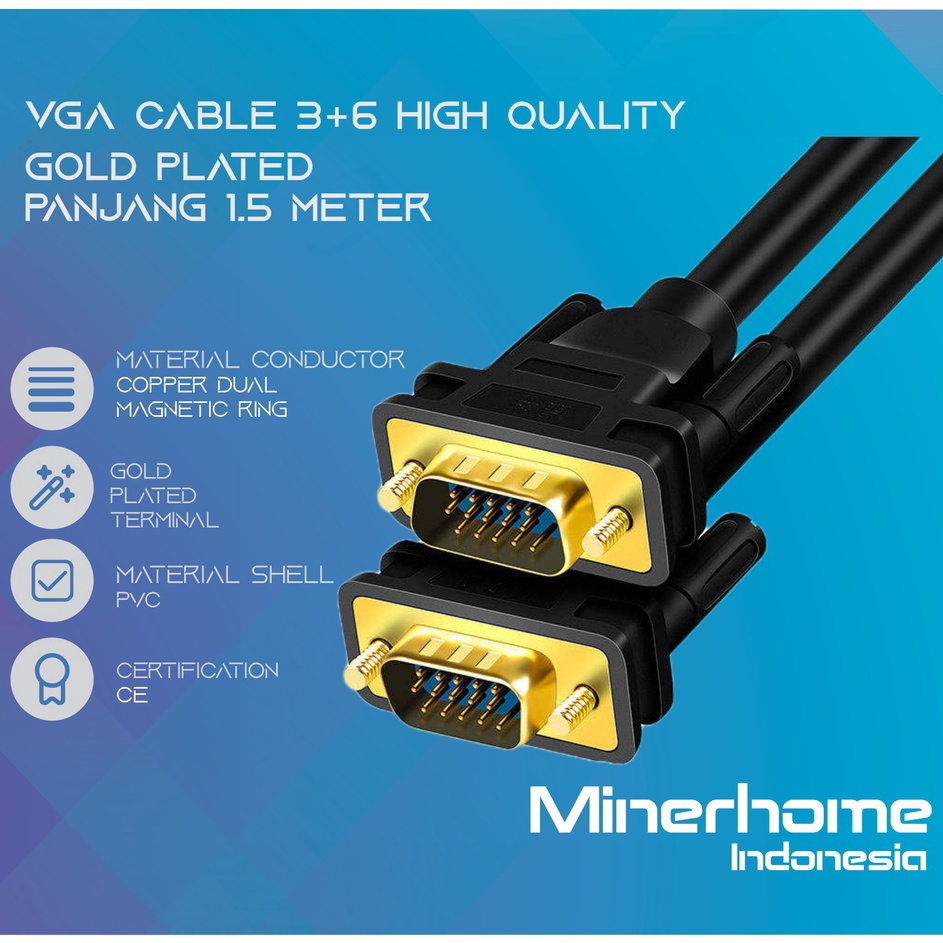 Jual Standard Quality 3+2 Gb Kabel VGA Kualitas Standard High Quality 1535115 Meter | Shopee ...