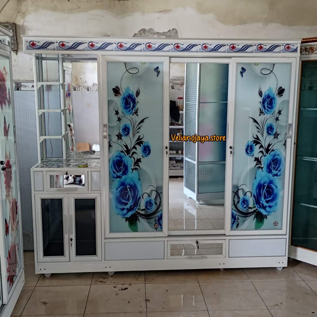 Jual {NOTA} Lemari Pakaian 5 Pintu Sleding + 2 Laci + Kaca Rias ...