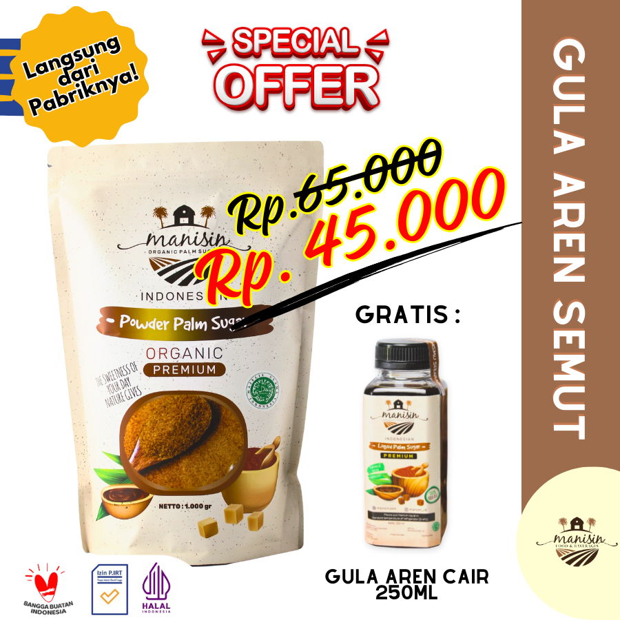 Jual Promo Manisin Gula Aren Semut 1KG & Gula Cair 250 ml | Shopee Indonesia