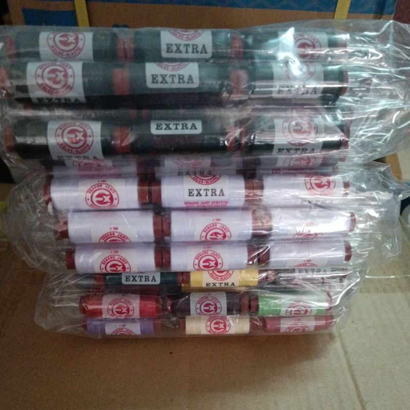 Jual Grosir Benang Jahit Kecil Putra/Extra Hitam/Putih/Warna +-160 Yard ...