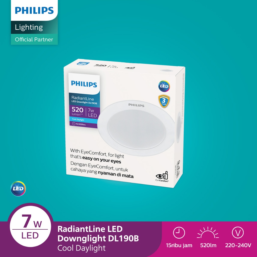 Jual Philips Lampu Radiantline LED Downlight DL190B 7W 6500K Putih ...