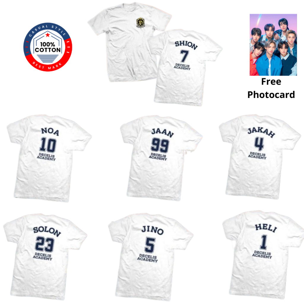 Jual Kaos decelis academy shion jino jakah jaan noa solon heli jungwon jay sunghoon heeseung ...