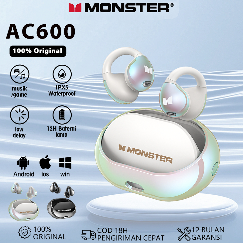 Jual 100% Ori Monster Open Ear Bone AC600/MH22185 Bluetooth 5.4 Sports ...