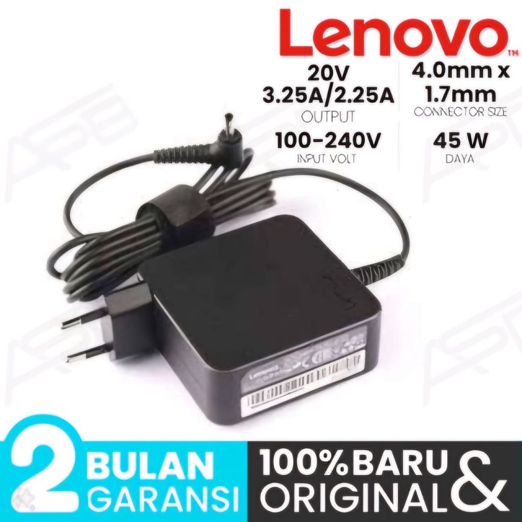 Jual Lenovo Adaptor ideapad 20V 2.25A/3.25A DC 4.0x1.7 ORIGINAL 100% ...