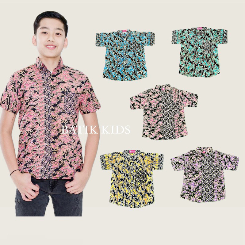 Jual NEW BATIK KIDS KEMEJA BATIK ANAK PINK MEGA MENDUNG PEACH ADA BIRU ...
