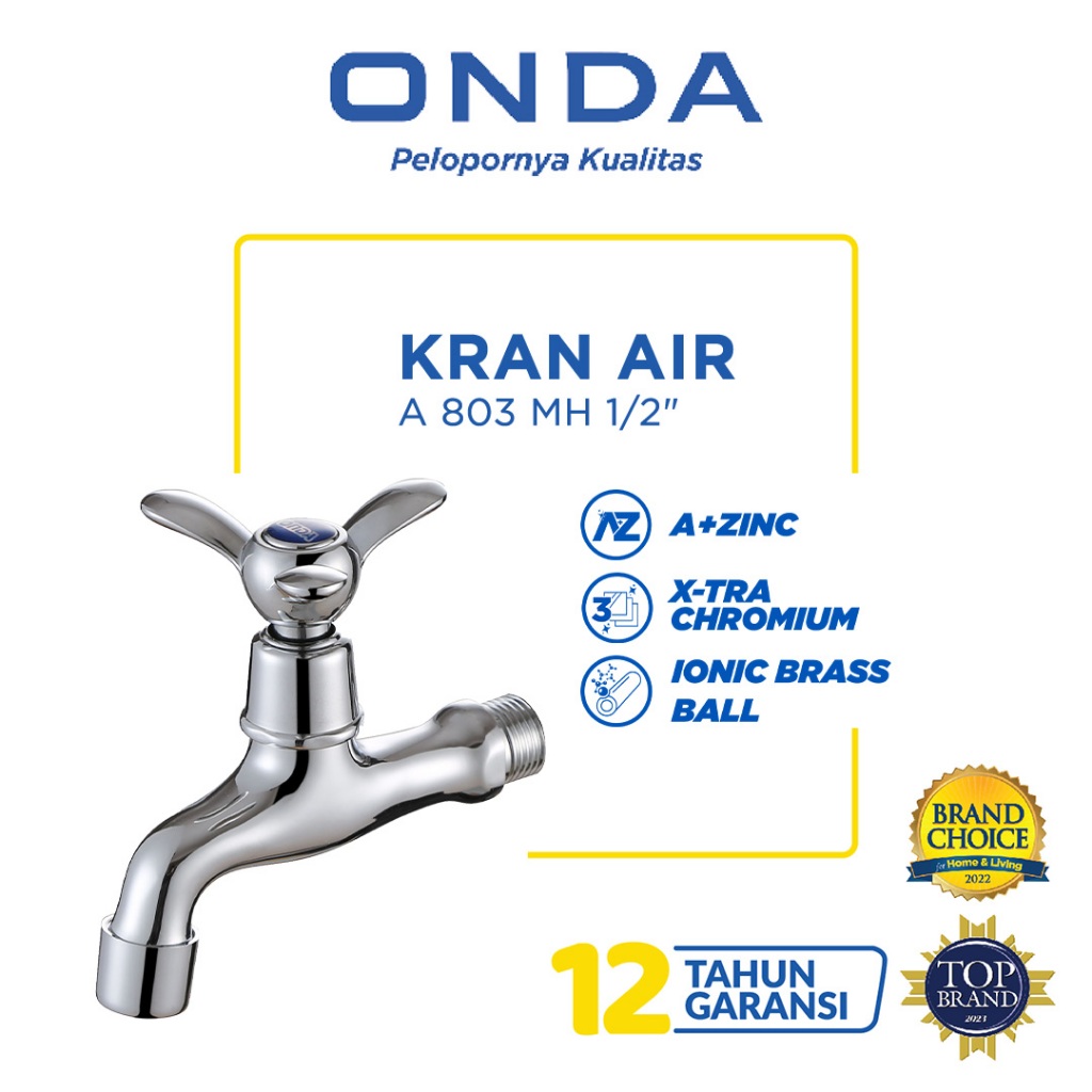 Jual ONDA Kran Taman Kran Air Tembok Anti Bocor Anti Karat A 803 MH 1/2 ...