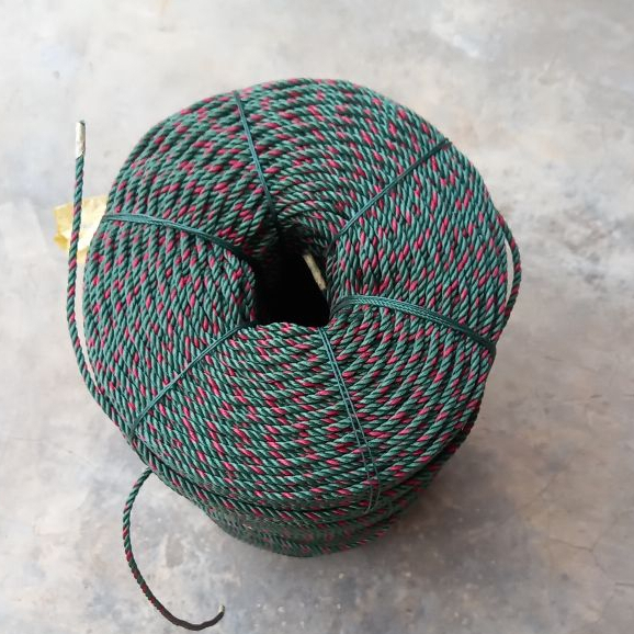 Jual 1 Roll Tali Tambang Kecil 5mm Tali Tambang Plastik PE Hijau Bintik Merah Murah -+200 Meter ...
