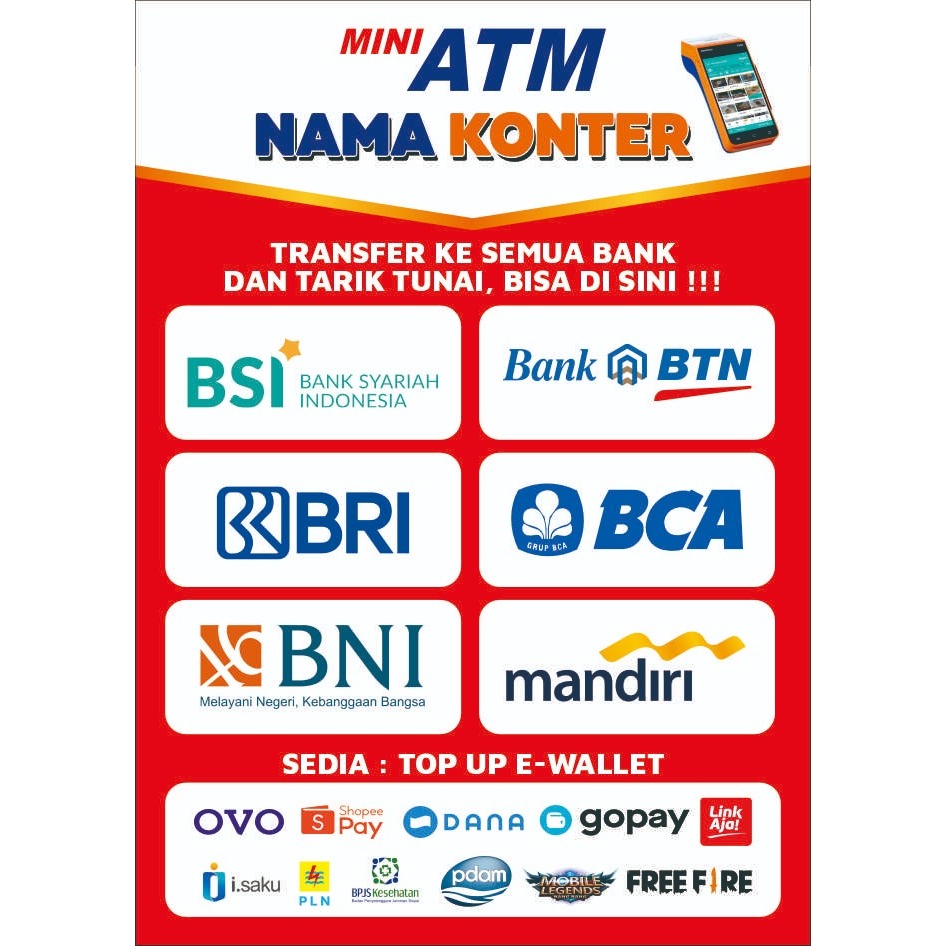 Jual STIKER VINYL ETALASE MINI ATM (CUSTOM, TULIS NAMA AGEN DI CHAT ...