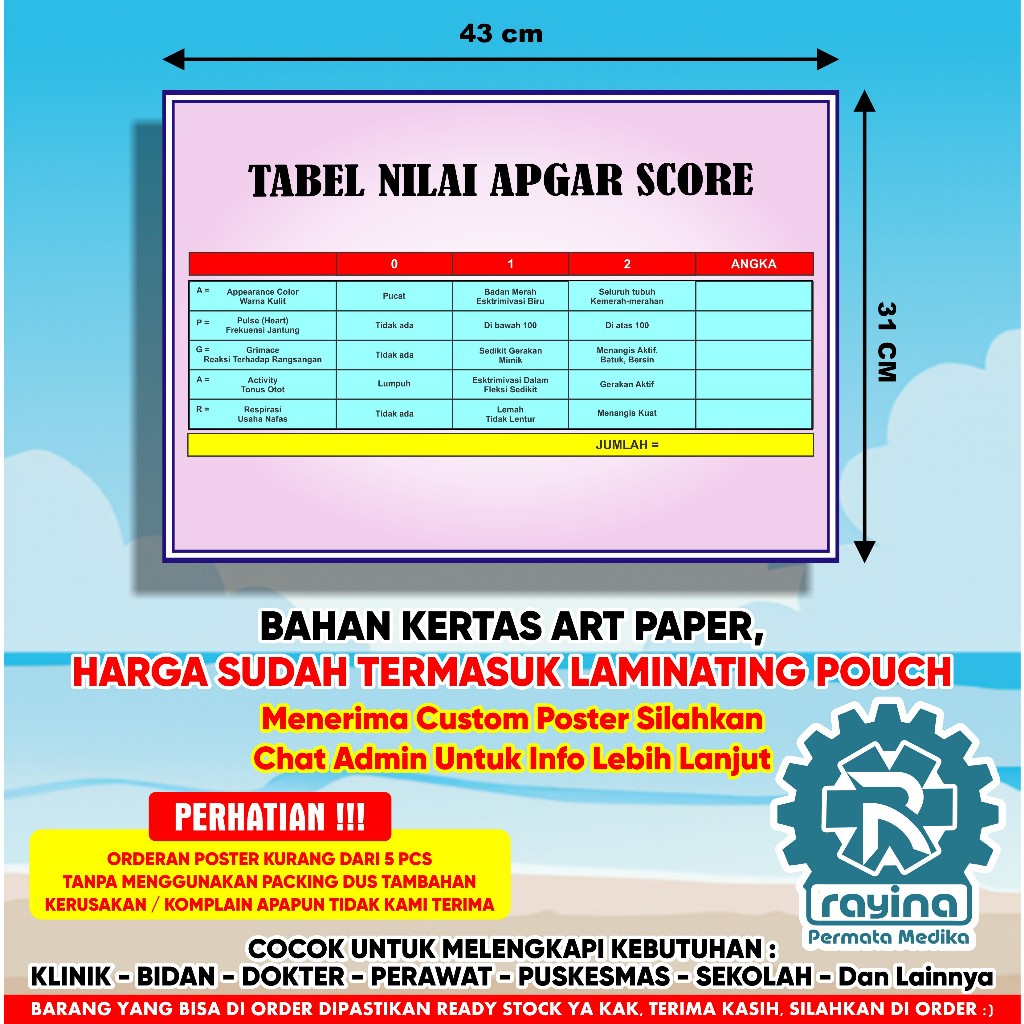 Jual Poster Tabel Nilai Apgar Score | Shopee Indonesia
