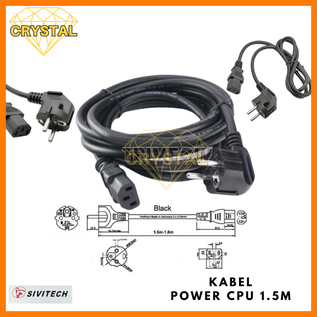 Jual Kabel Power Komputer / Kabel Power CPU / PC Adaptor Kabel 1,5 ...