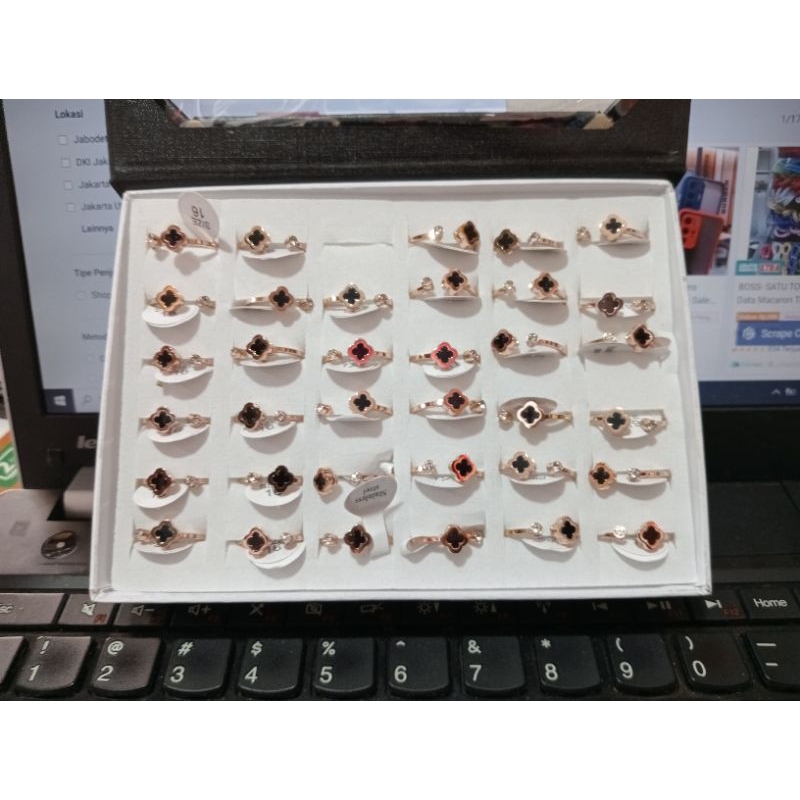 Jual CINCIN TITANIUM CLOVER MATA ROSE GOLD / GOLD / SILVER / CINCIN ...