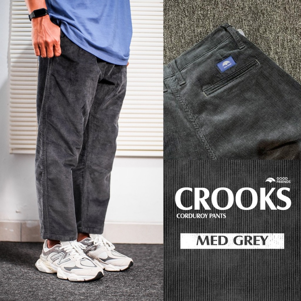 Jual Goodfriends Celana Corduroy Loose Fit CROOKS Baggy Pants MED GREY ...