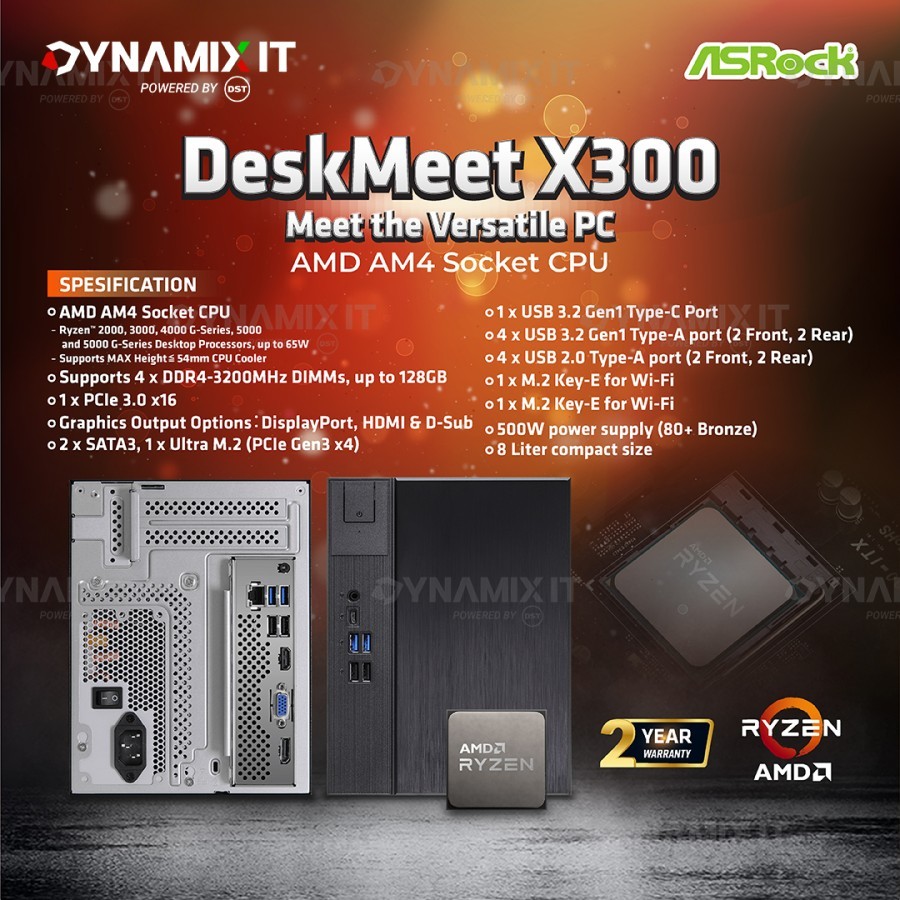 Jual ASROCK DeskMeet X300 SFF Compact PC - AMD AM4 Support WiFi Ready ...