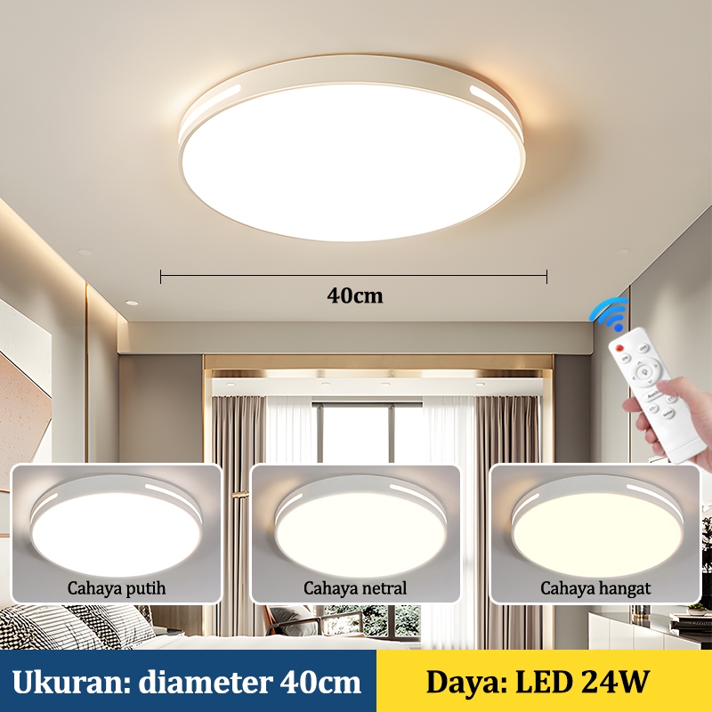 Jual 【COD】Lampu Plafon Minimalis Modern Bulat Pvc 24/36/48W 3 Warna ...
