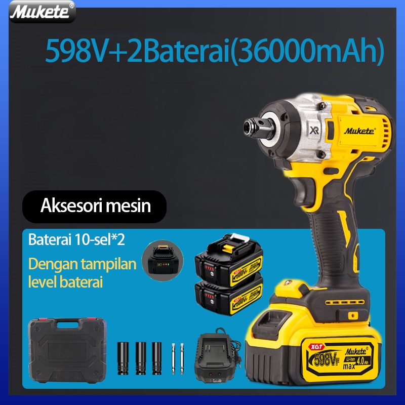 Jual Mukete 598V 700 N/m impact wrench impek baterai bor impact baterai mesin impact Cordless ...