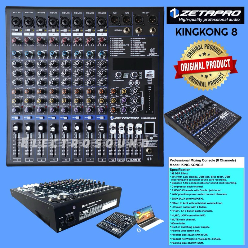 Jual MIXER AUDIO ZETAPRO KINGKONG 8, COMPRESSOR / Zetapro Original | Shopee Indonesia