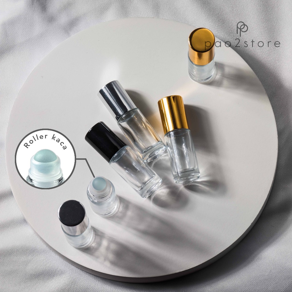 Jual Botol Roll On Mini 5ml - Kaca Clear Tebal & Bulat - Bola KACA ...