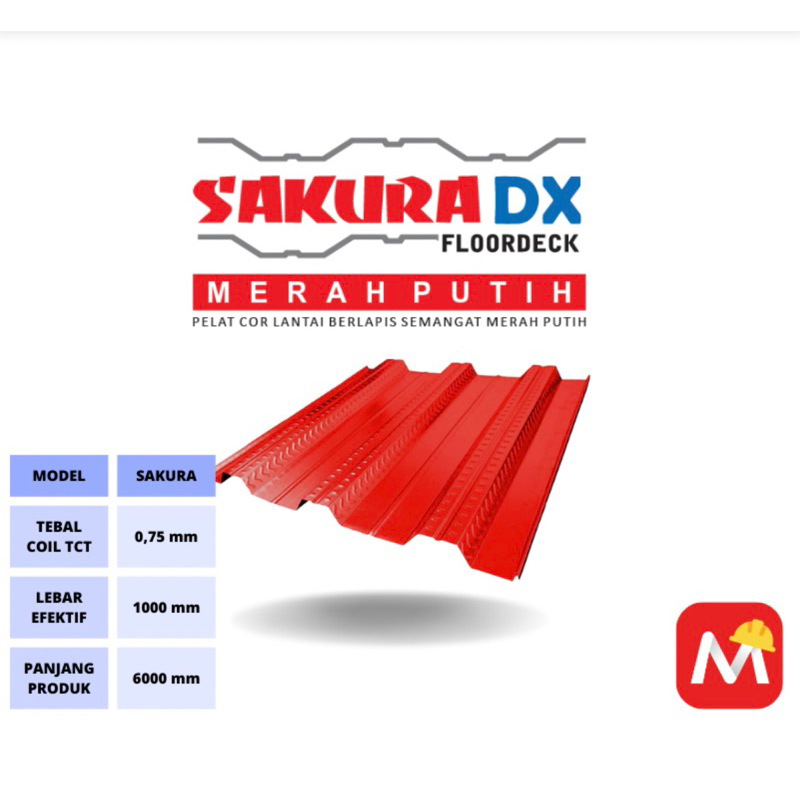 Jual Bondek Cor / Floordeck 0.75MM Merah Putih Sakura DX | Shopee Indonesia
