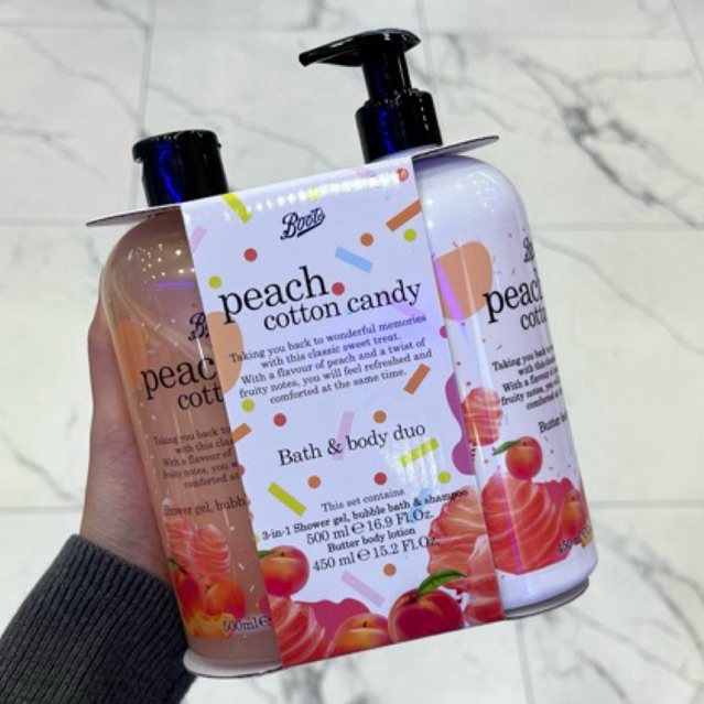 Jual Boots 2in1 Peach Cotton Candy Body Lotion & Shower Gel / Shampoo ...