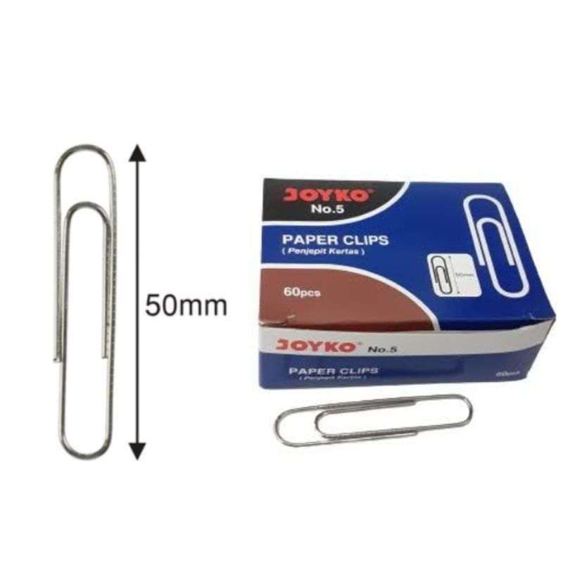 Jual Paper Clips Joyko No 5 Jumbo / Klip Penjepit Kertas 50mm Isi 60 ...