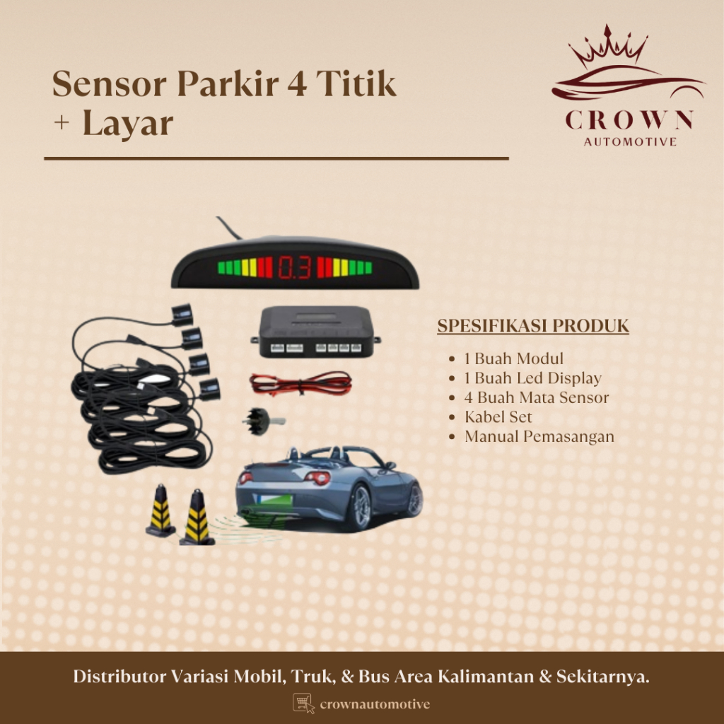 Jual Sensor Parkir Mobil 4 Titik + Layar / Sensor Mundur Mobil 4 Titik ...