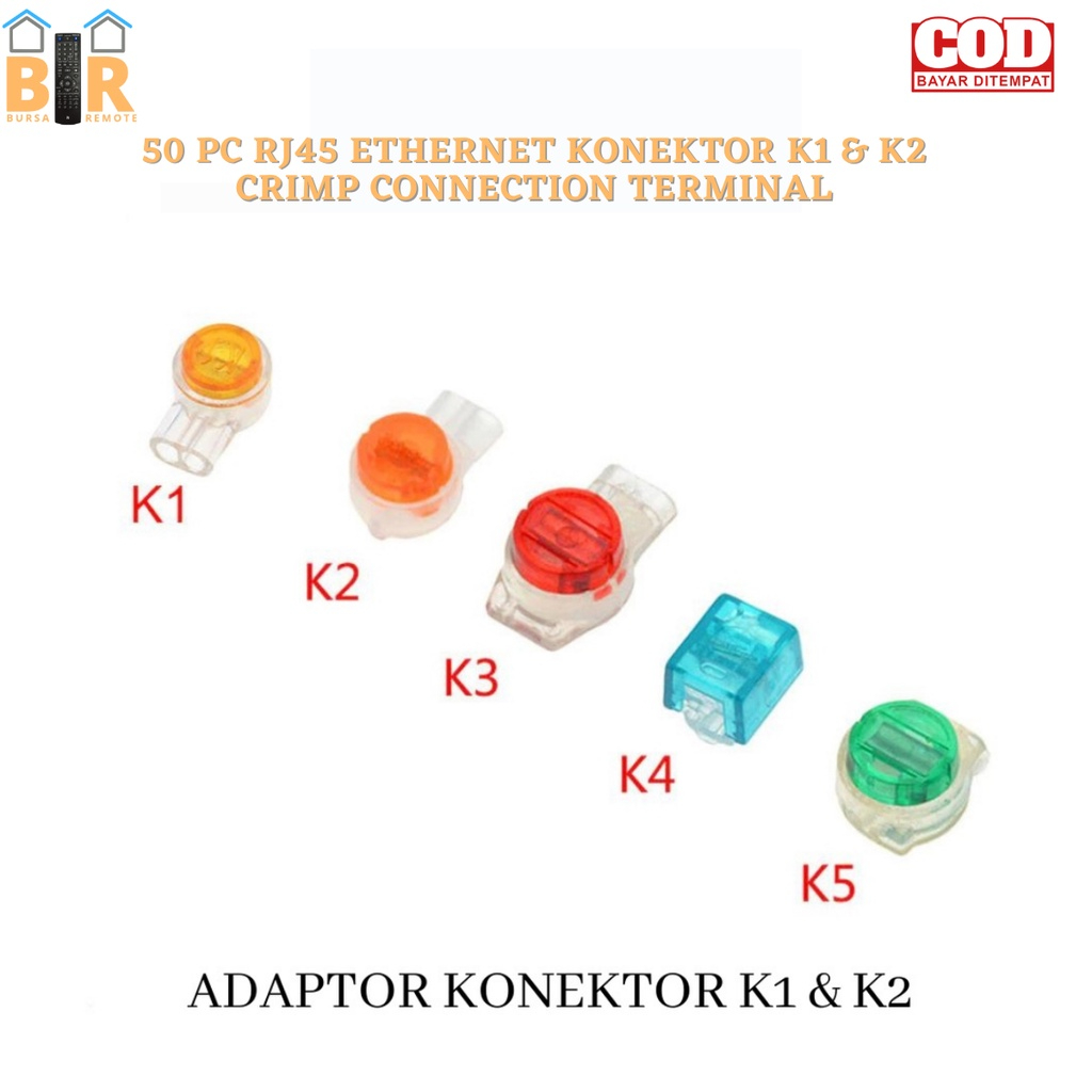 Jual 50pcs RJ45 Ethernet Konektor K1 & K2 CRIMP CONNECTION TERMINAL ...