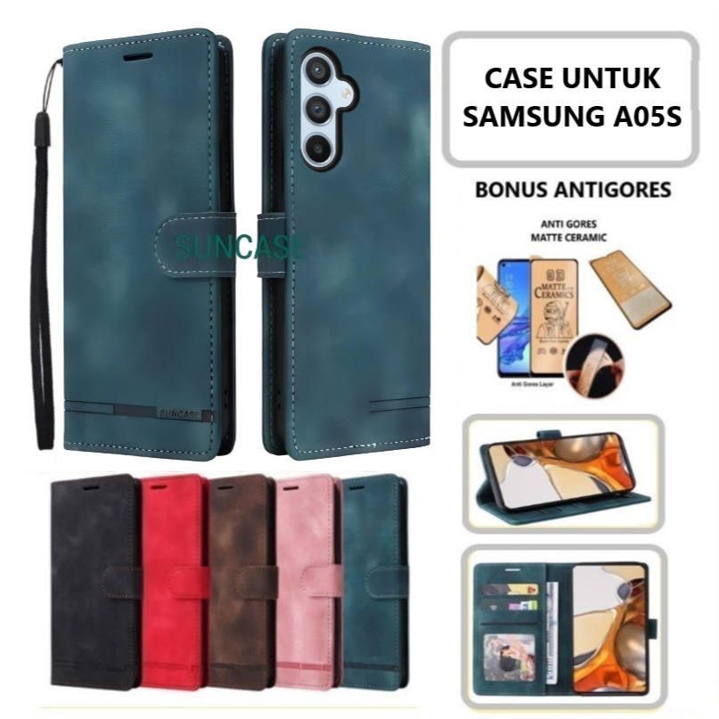 Jual Casing hp SAMSUNG A05S model flip dompet softcase premium ada tali ...