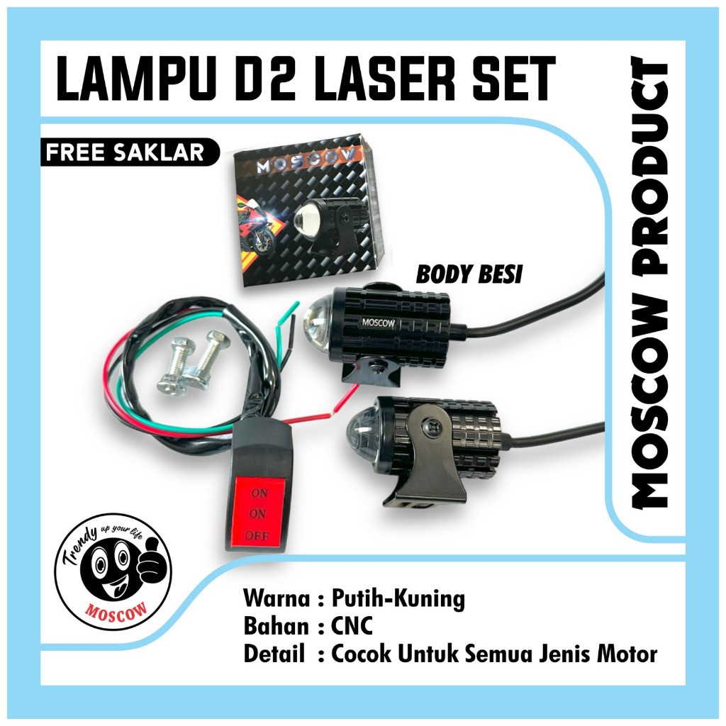 Jual MOSCOW LAMPU LASER D2 SET SAKLAR / 2PCS LASER FOGLAMP D2 ...