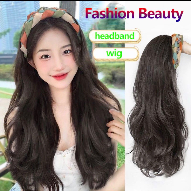 Jual wig rambut wanita bando, wig keriting dan wig lurus, lembut dan ...