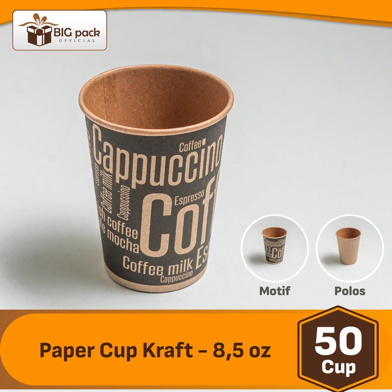 Jual [Paper Cup Kraft 8,5 Oz / Gelas Kertas Tahan Panas untuk Kopi Teh - Polos/Motif | Shopee ...